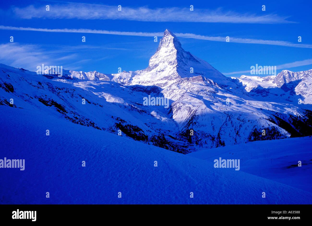 Switzerland Zermatt The Matterhorn in winter Stock Photo - Alamy