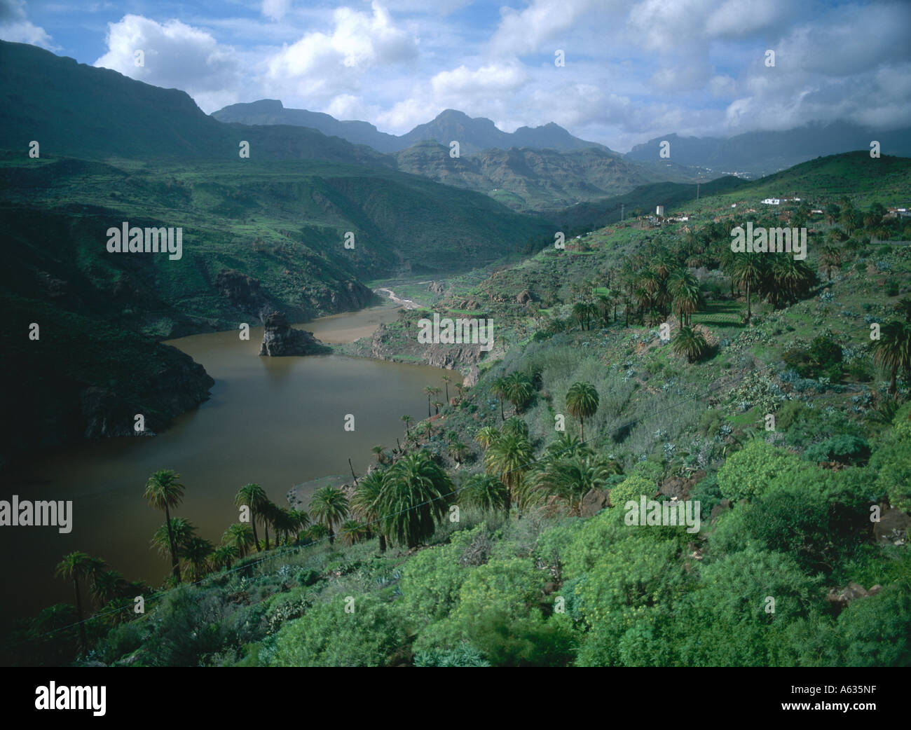 River flowing through mountains, Gran Canaria, Canary Islands, Spain ...