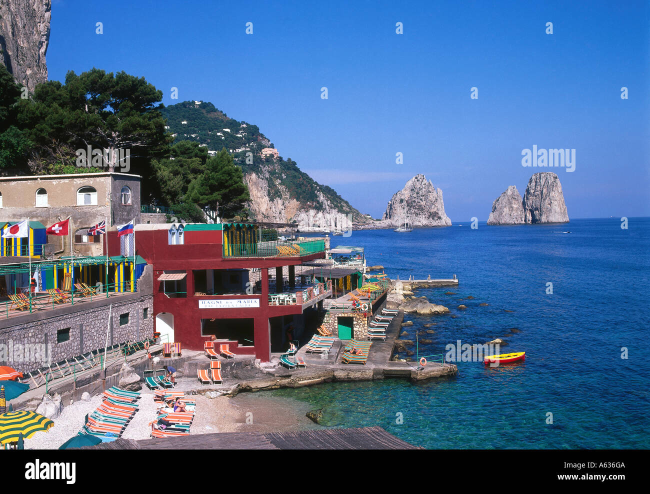 Buildings at waterfront, Marina Piccola, Faraglioni, Capri Island ...