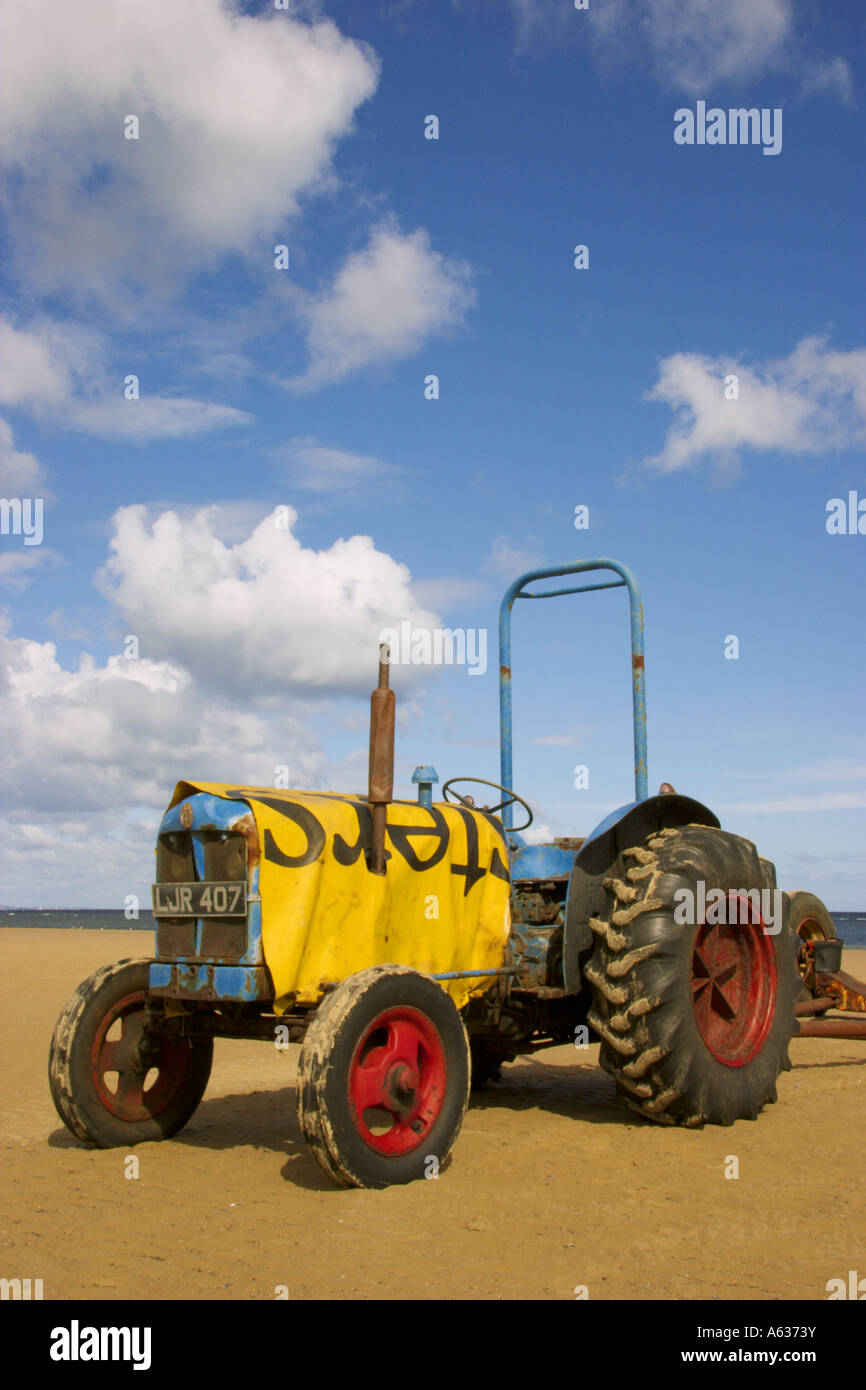 Tractor on Redcar Beach Stock Photo - Alamy