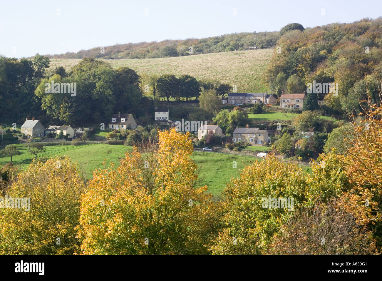 Autumn in the Cotswold village of Ruscombe in the Stroud Valleys ...