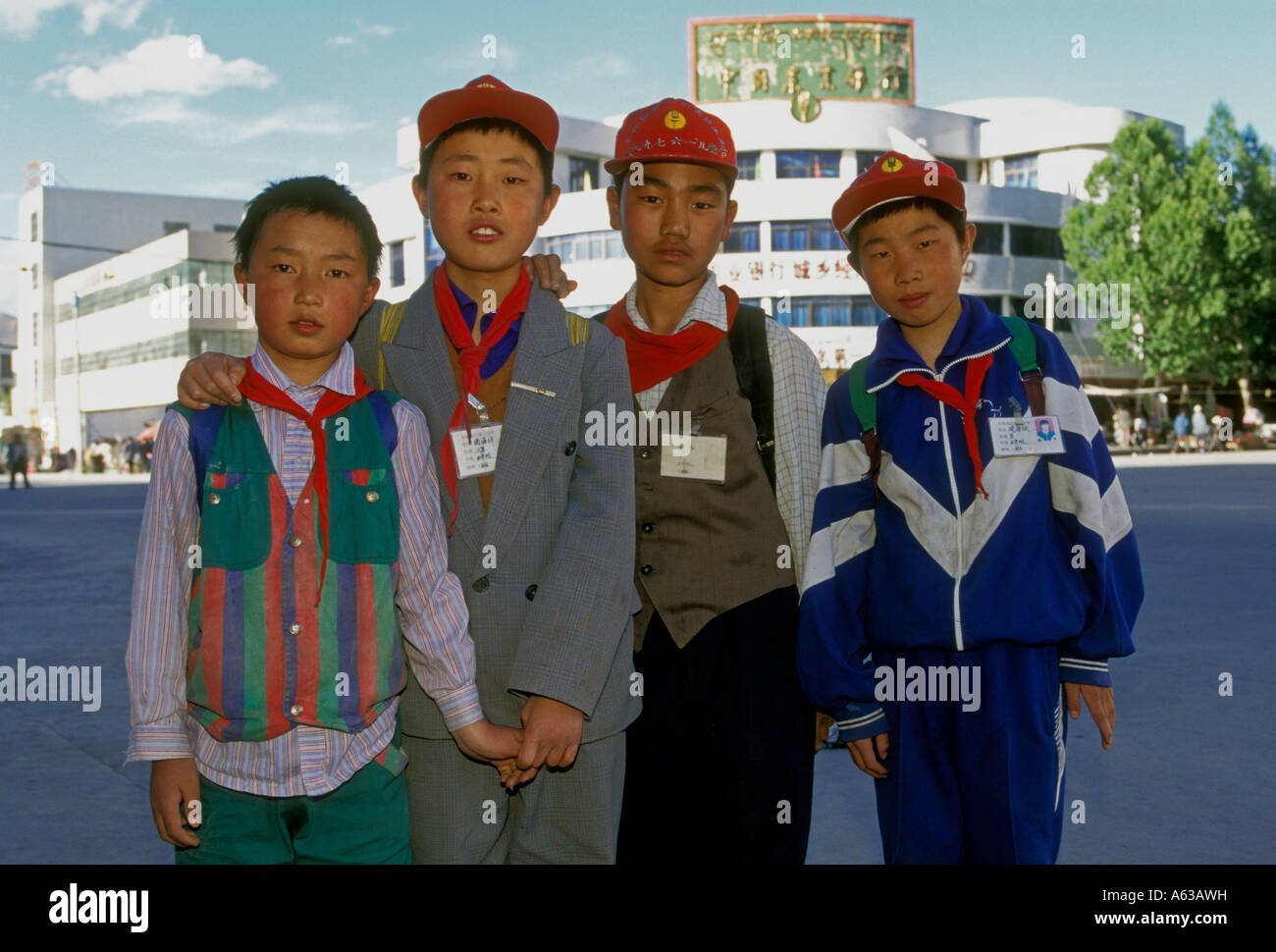 4, four, Tibetans, Tibetan boys, young boys, boys, Tibetan students ...
