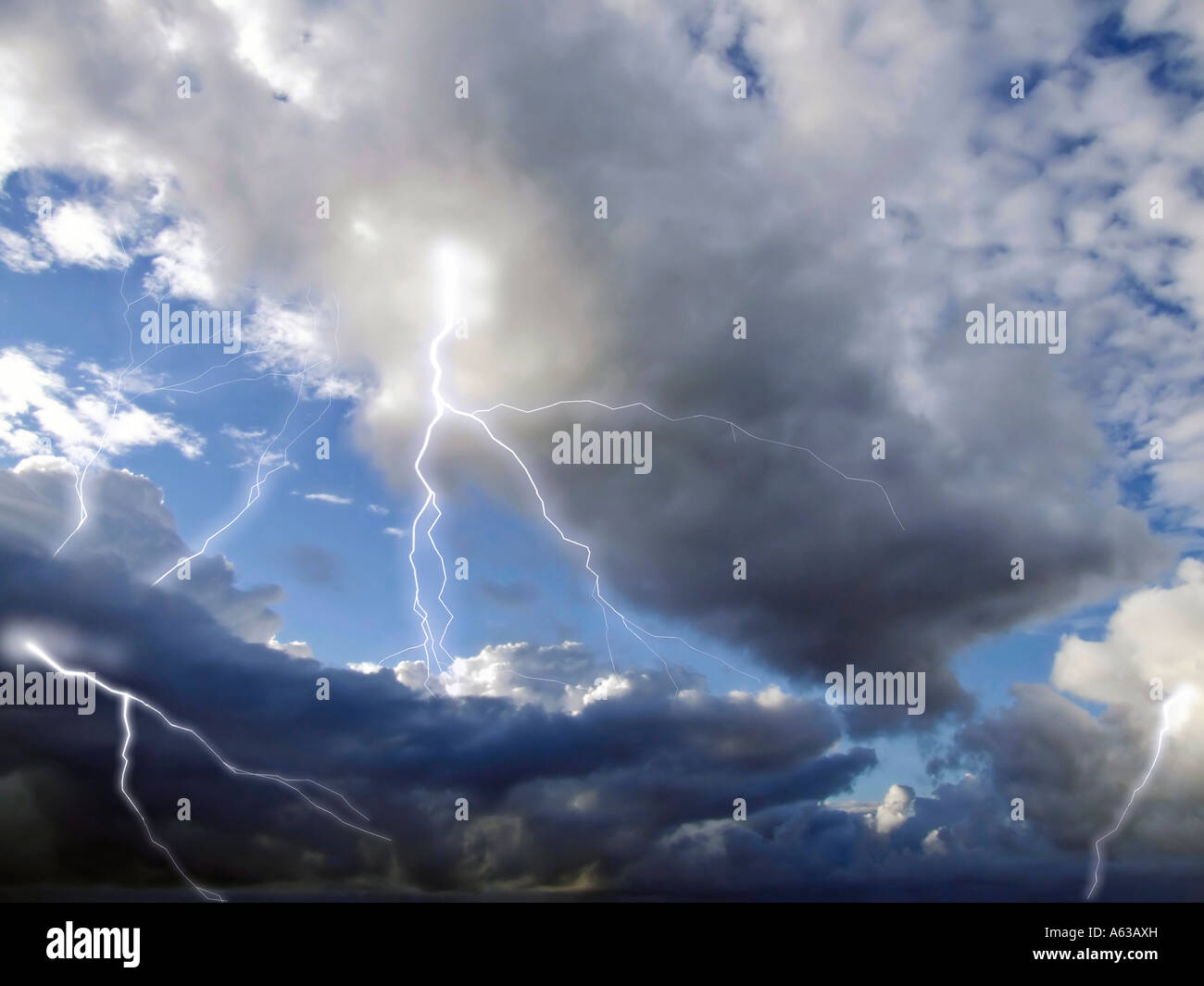 Storm clouds and lightning captured during approach of stormfront over ...