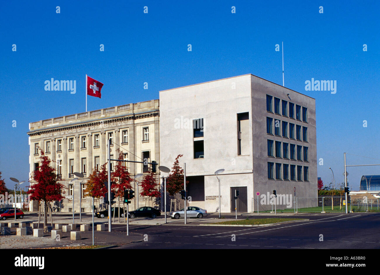 Facade of embassy building, Swiss Embassy, Berlin, Germany Stock Photo ...