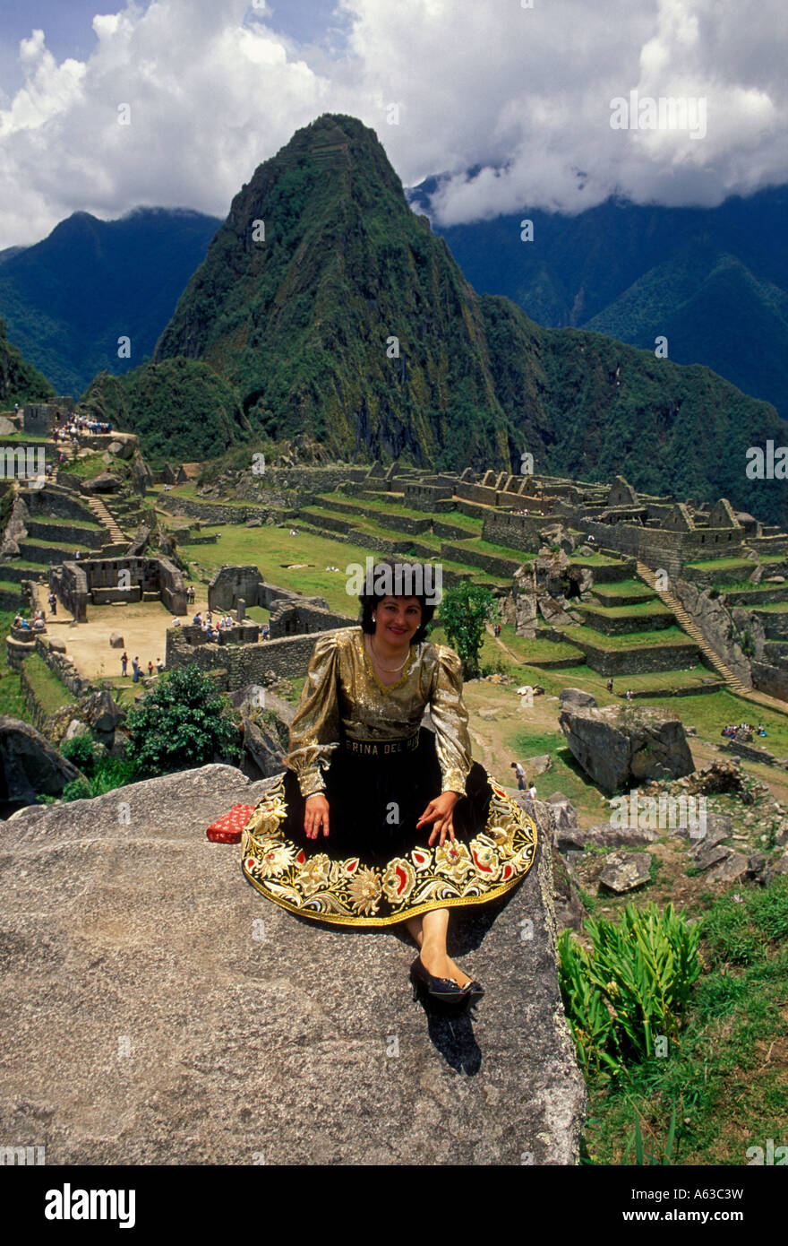 People, adult woman, female tourist, visitor, visiting, Machu Picchu ...