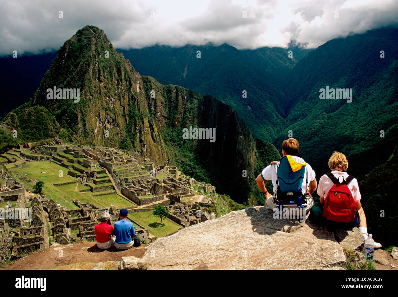 people tourists visiting Machu Picchu aka The Lost City of the Incas an ...