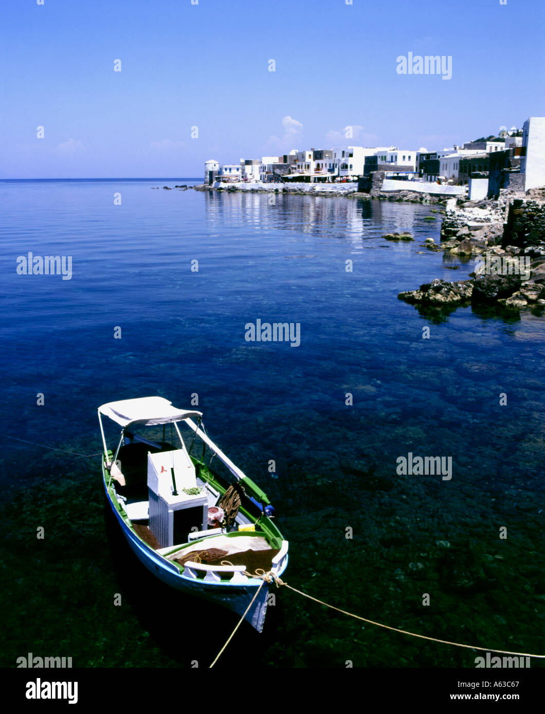 Fishing Boat Mandraki Harbour Nissiros Greece Stock Photo - Alamy