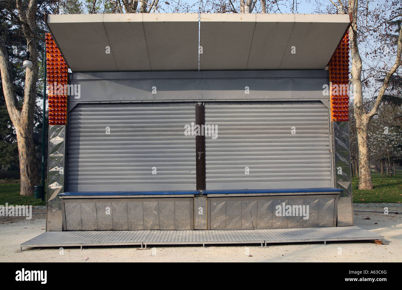 Closed booth in an amusement park in Milano, milan, outdoor, Italy ...
