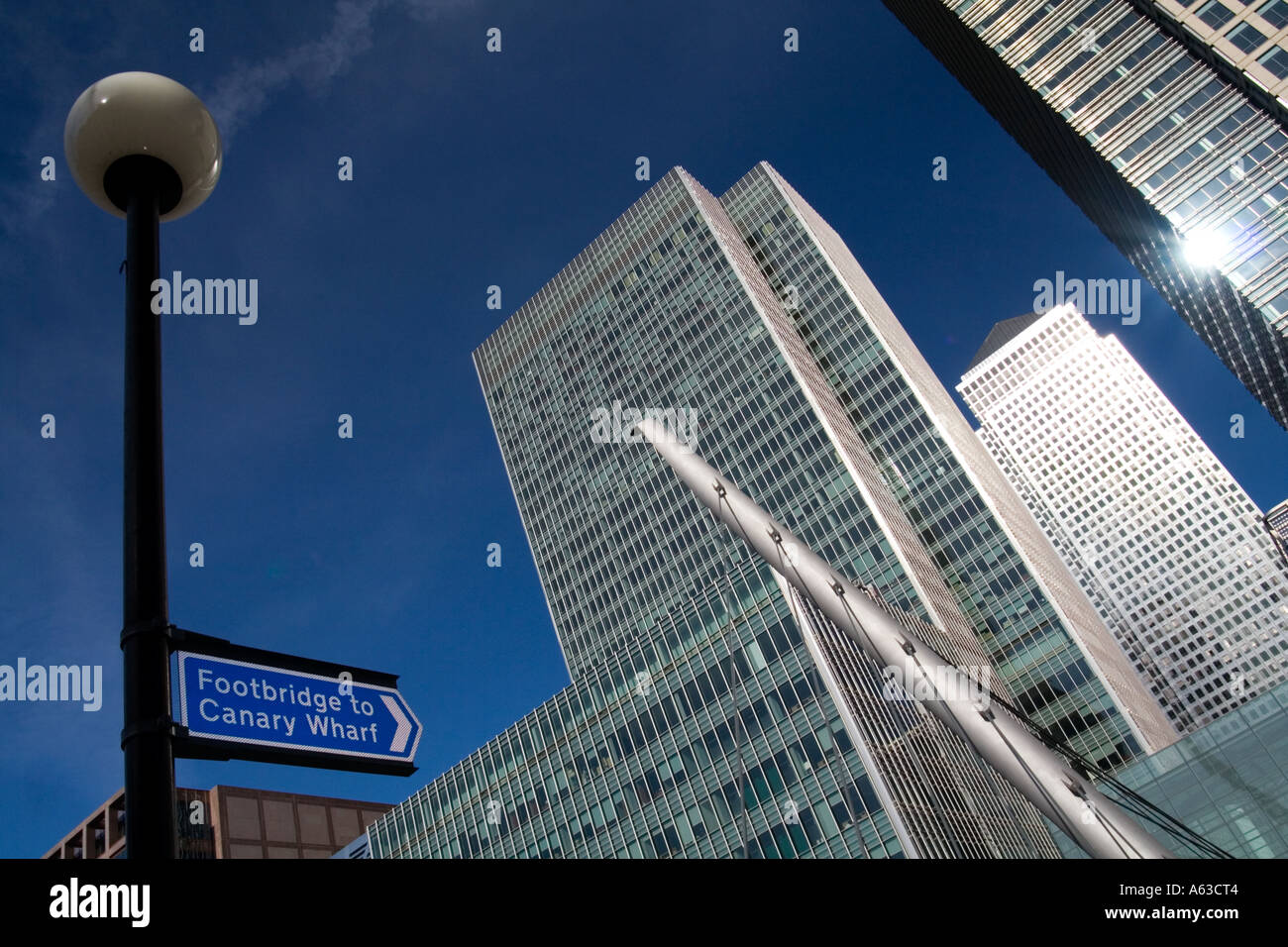 Footbridge Sign at Canary Wharf Stock Photo - Alamy