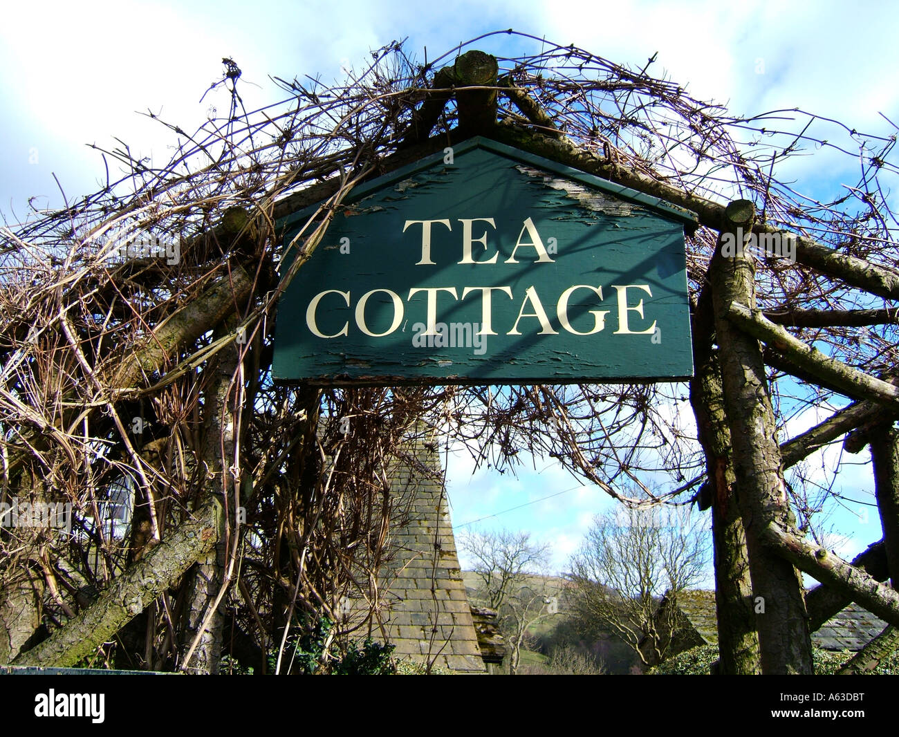 tea room sign Bolton Abbey Yorkshire Stock Photo - Alamy