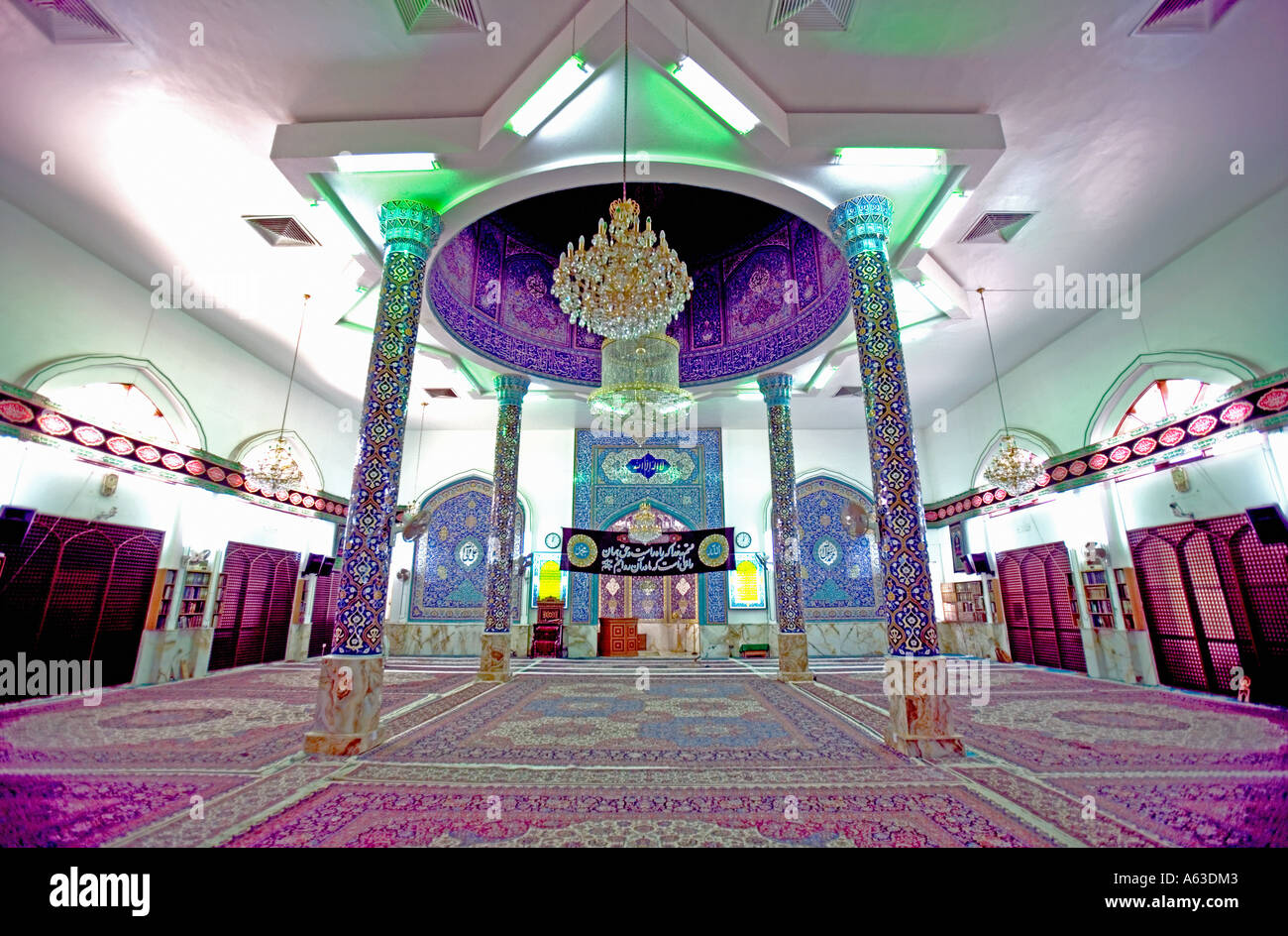 Main prayer room of the Iranian Mosque, Al Wasl Road, Dubai, UAE Stock ...