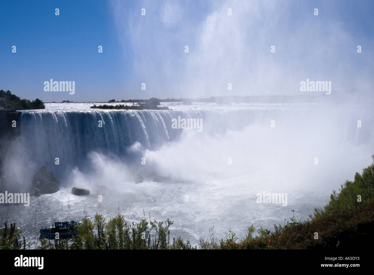 Water falling into river, Niagara Falls, Niagara River, Ontario ...