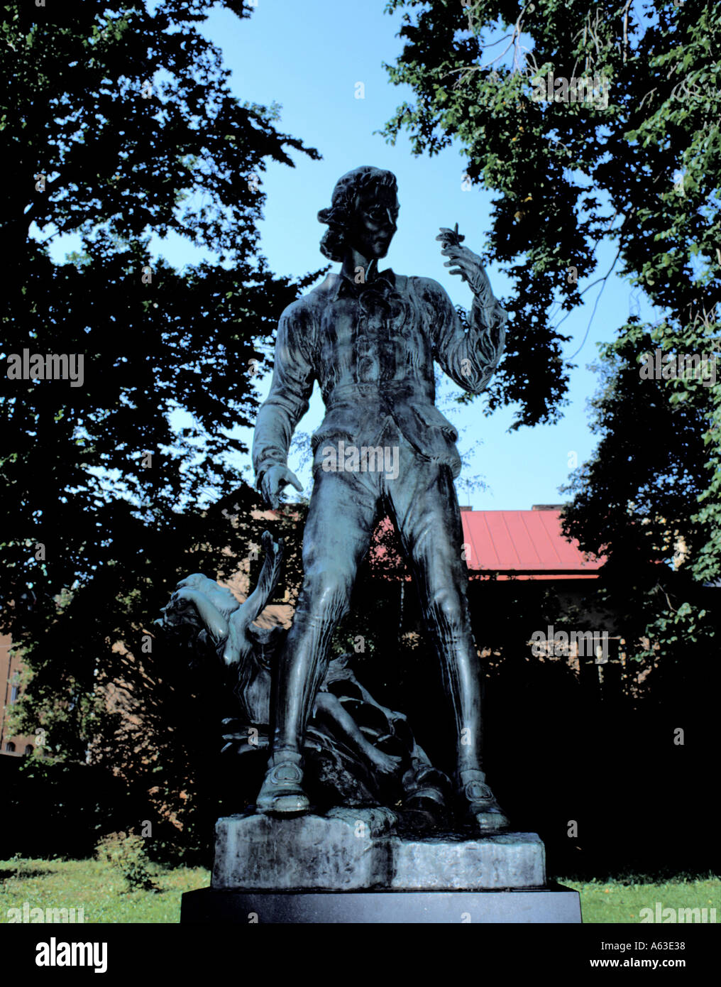 Statue of Carl von Linné in his garden off Svartbacksgatan, Uppsala ...