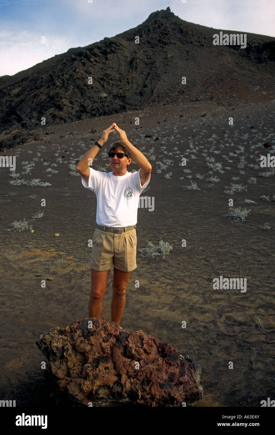 tour guide, pyroclastic plug, volcanic cone, Bartolome Island ...