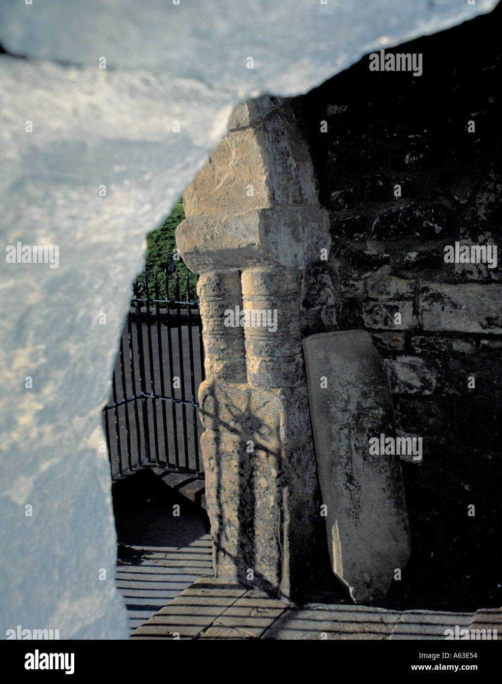 Cylindrical stone columns at the entrance porch of St Peter's Church ...