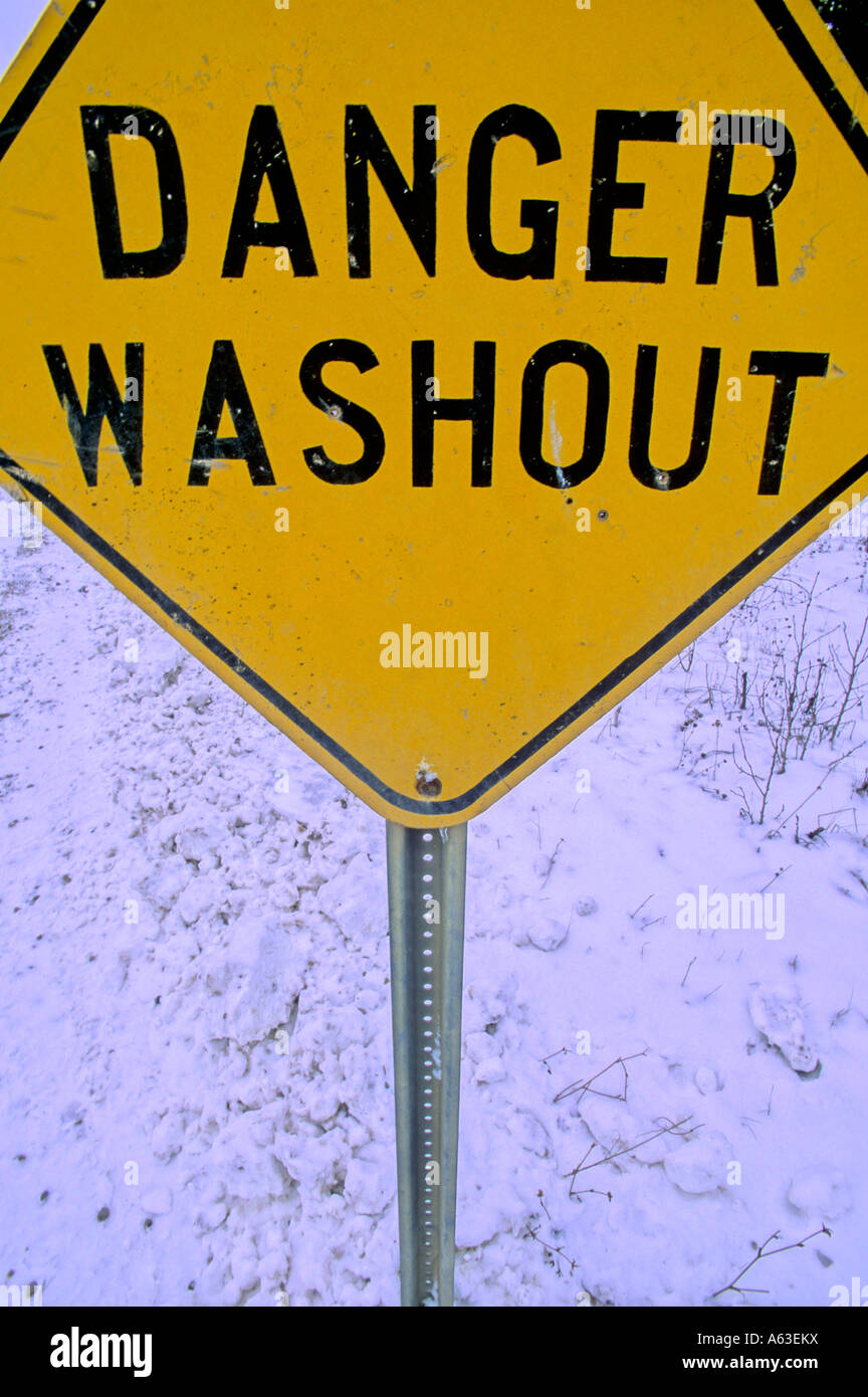 A road sign telling of a road hazzard Stock Photo - Alamy