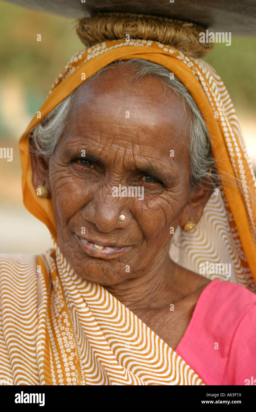 Vibrantly colourful tattoed woman of the Bharwad tribe at Ambala ...