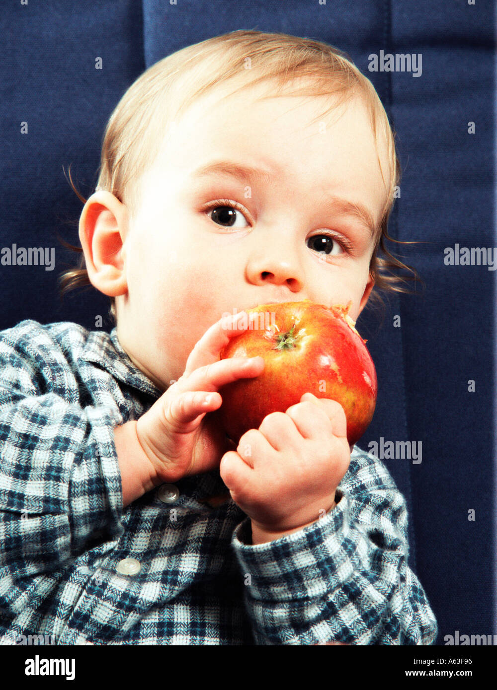 Boy eating fruit teeth hi-res stock photography and images - Alamy