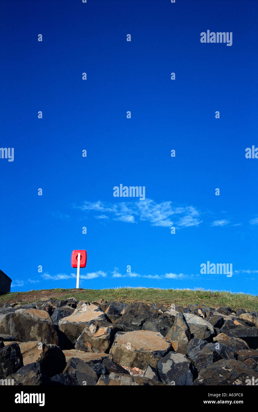 Lifebelt ring on Beach in Eastern Scotland Stock Photo - Alamy