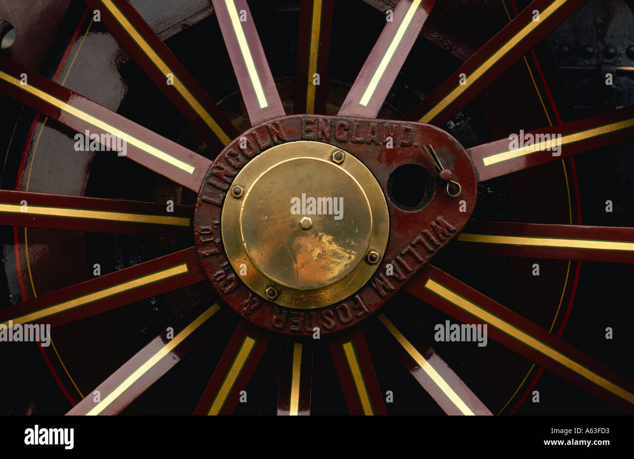 Detail of wheel of steam traction engine Stock Photo - Alamy
