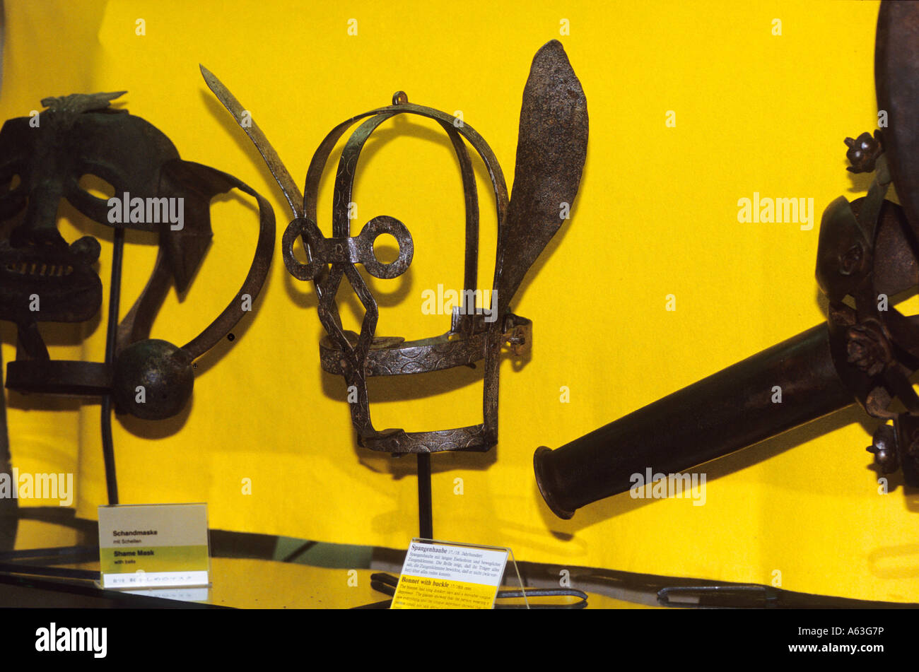 Shame masks, Mittelalterisches Kriminalmuseum, Rothenburg-o-d-T ...