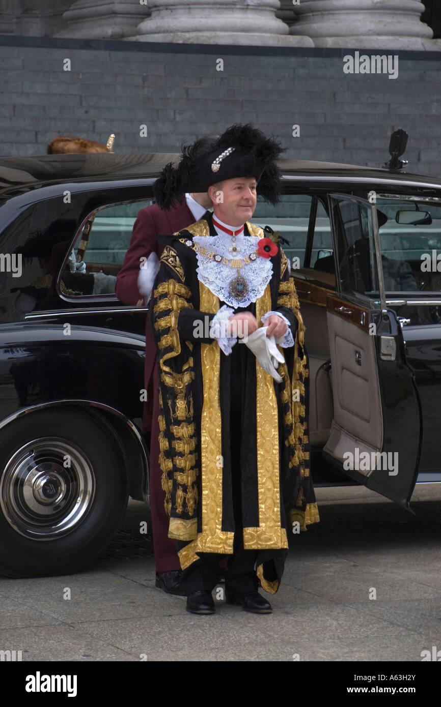 The Lord Mayor of the City of London arriving wearing ceremonial dress ...