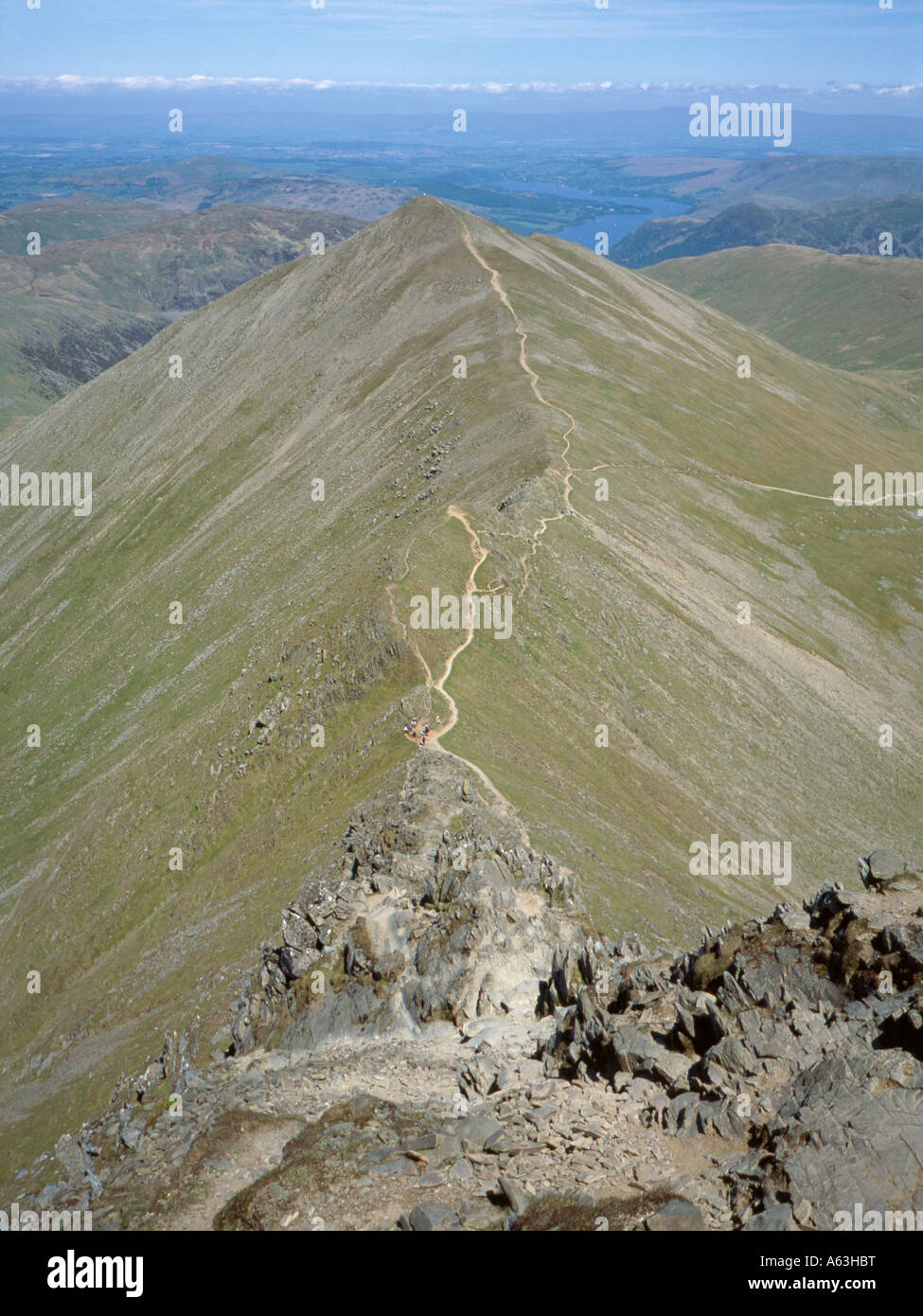 Classic arete; Striding Edge, Helvellyn, Lake District National Park ...