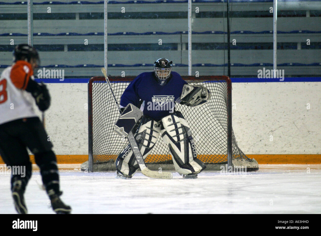Play hockey; the goalie Stock Photo - Alamy