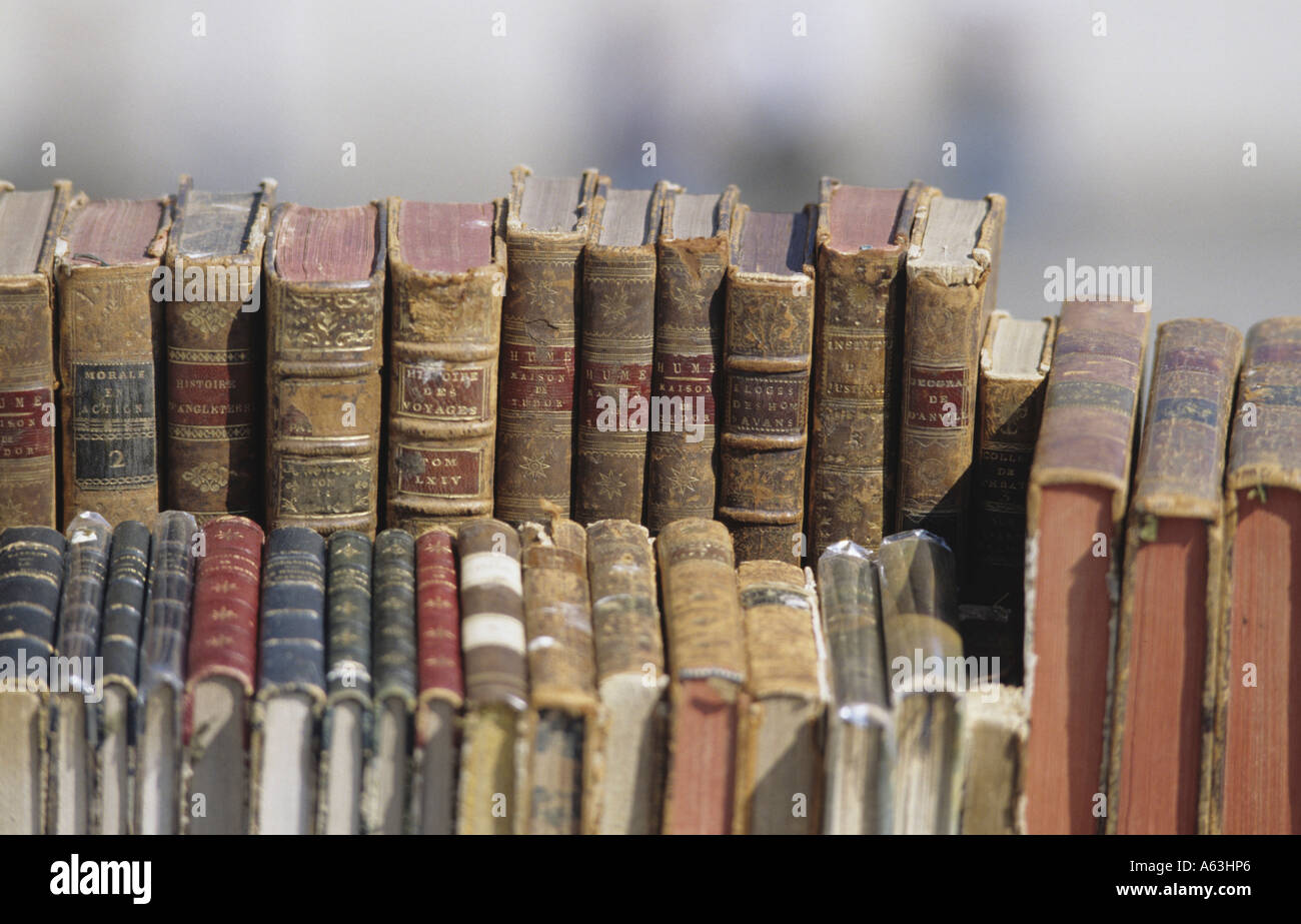 Old books at flea market Stock Photo - Alamy
