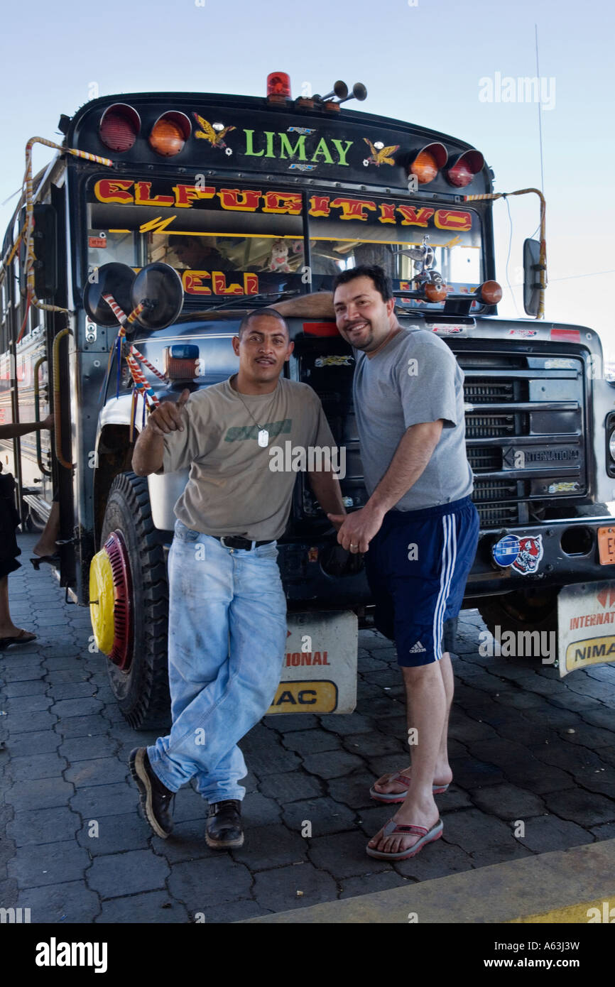 Bus named El Fugitivo driver and crew Esteli Nicaragua Stock Photo - Alamy