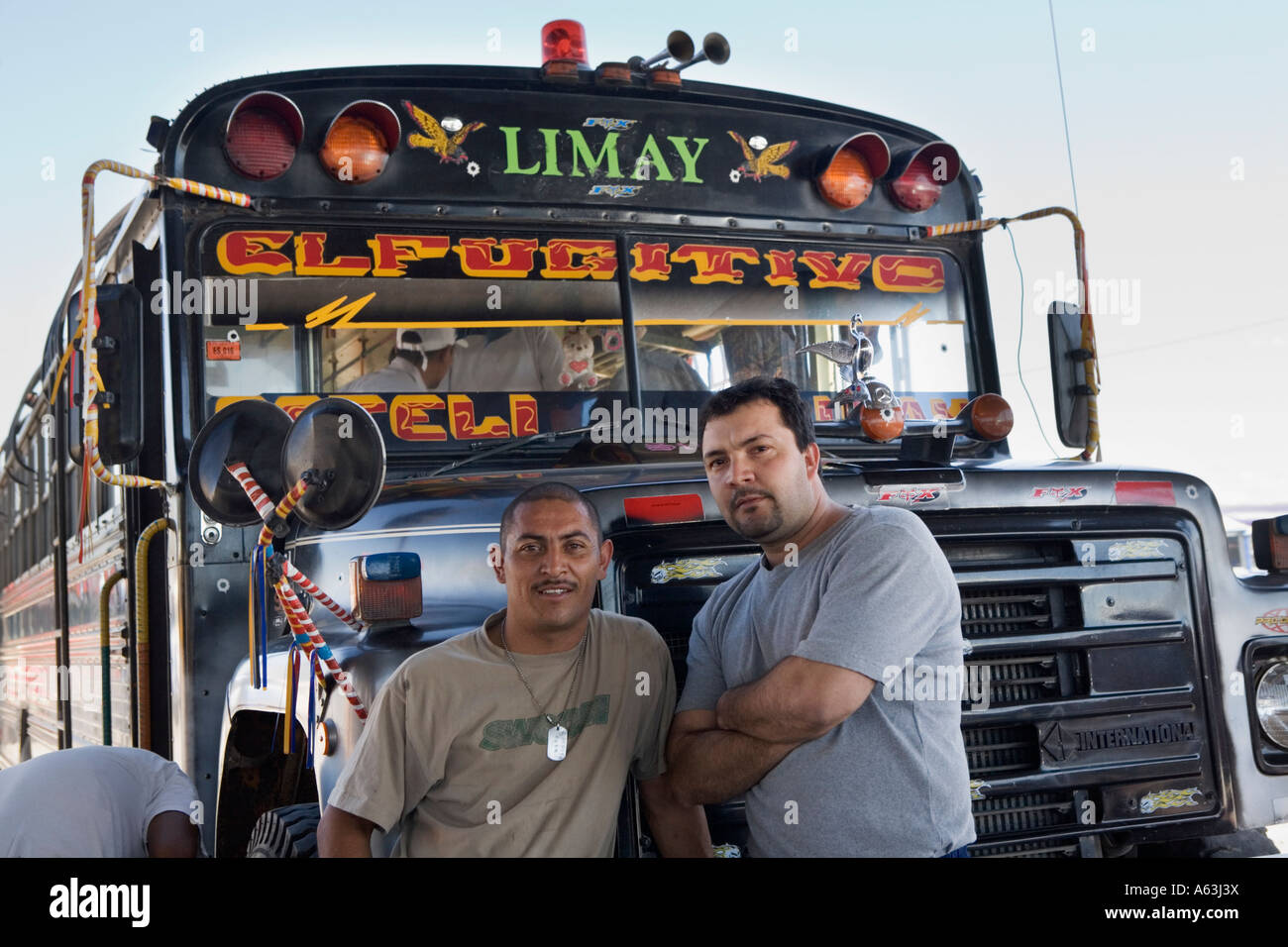 Bus named El Fugitivo driver and crew Esteli Nicaragua Stock Photo - Alamy