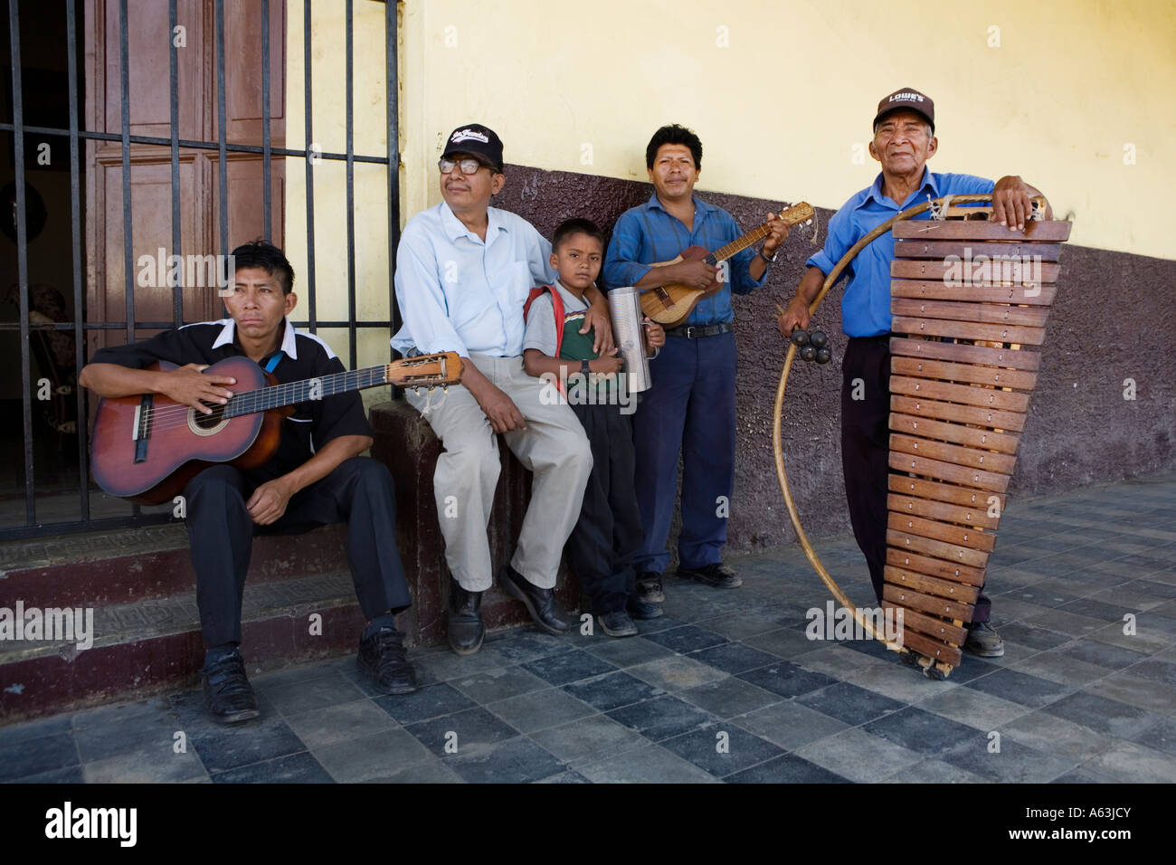 Street musicians with instruments Masaya Nicaragua Stock Photo - Alamy