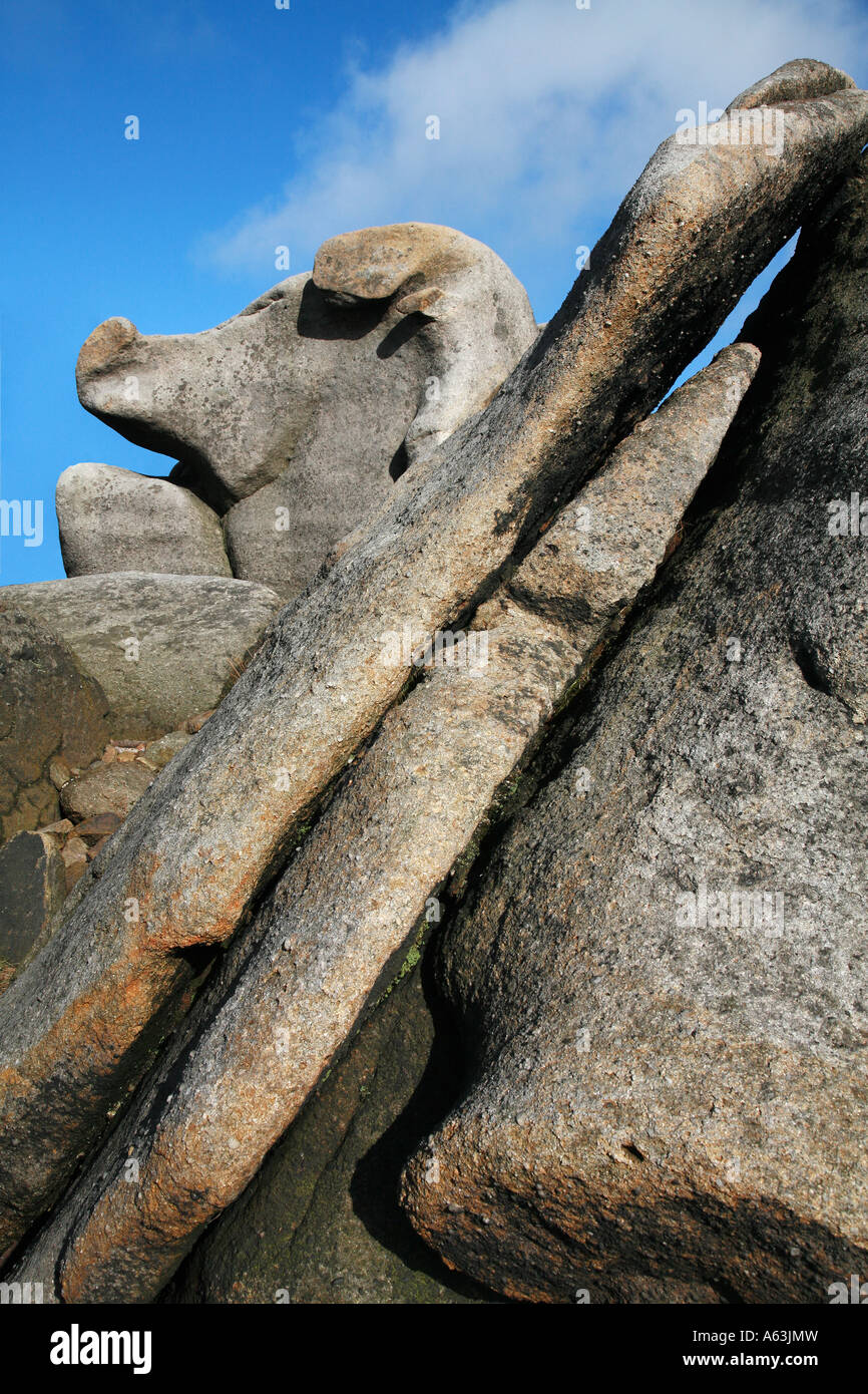 Sculpural rock formation at the Wool Packs on Kinder Scout in the ...
