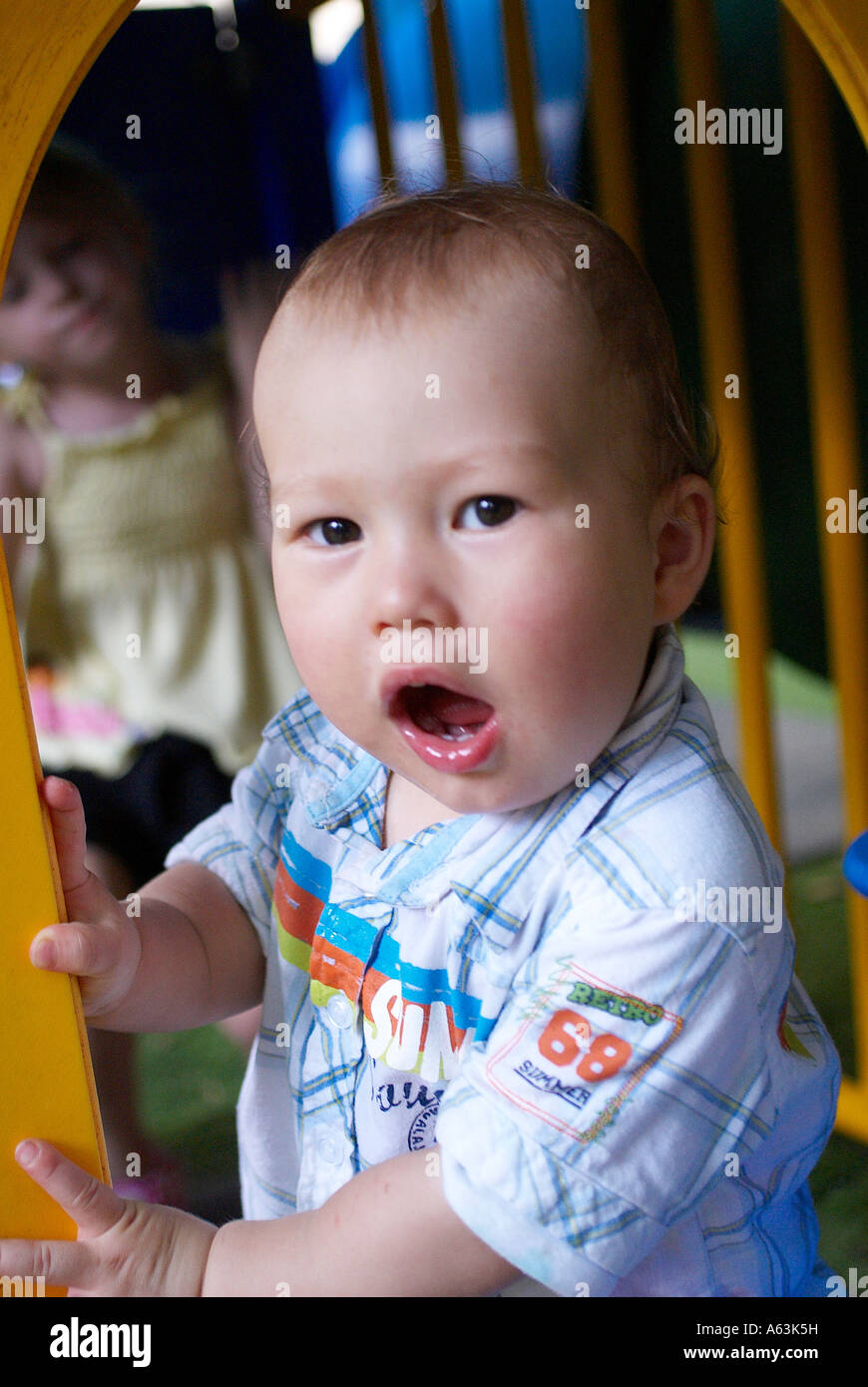 14 month old toddler boy at play Stock Photo - Alamy