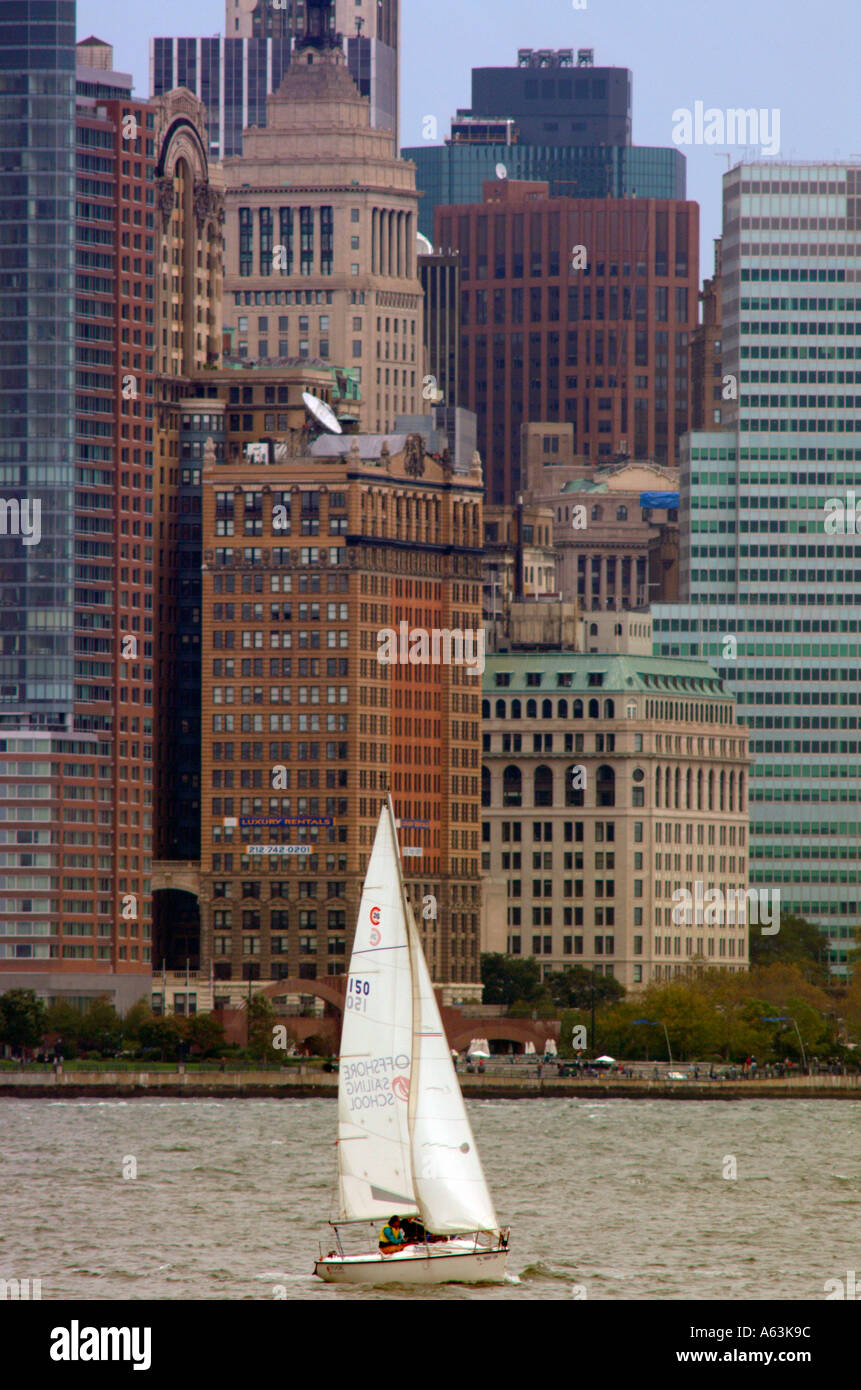 New York City sailing NY architecture city cities buildings Stock Photo ...
