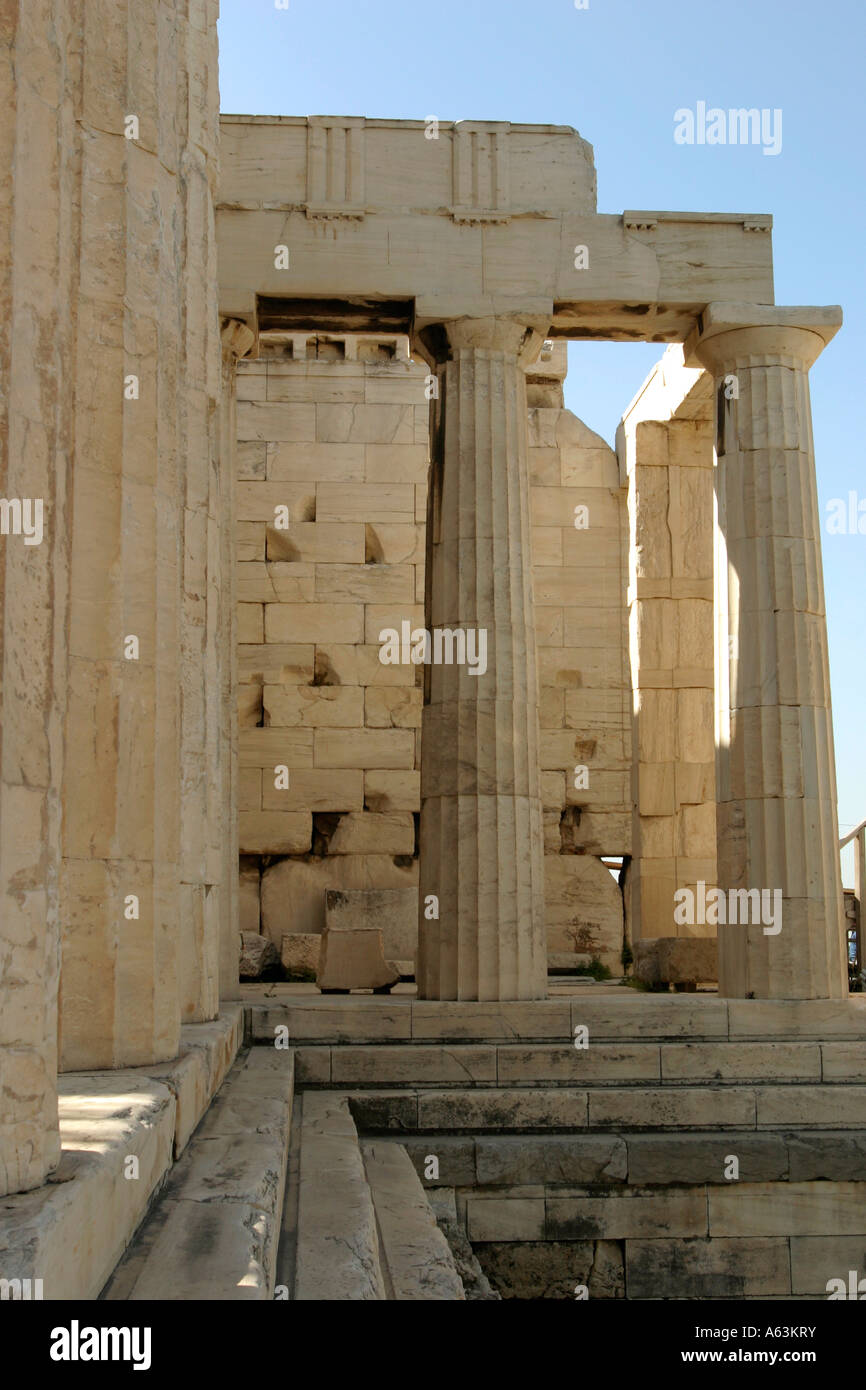 Doric columns of the Propylaea Acropilis Athens Greece Stock Photo - Alamy