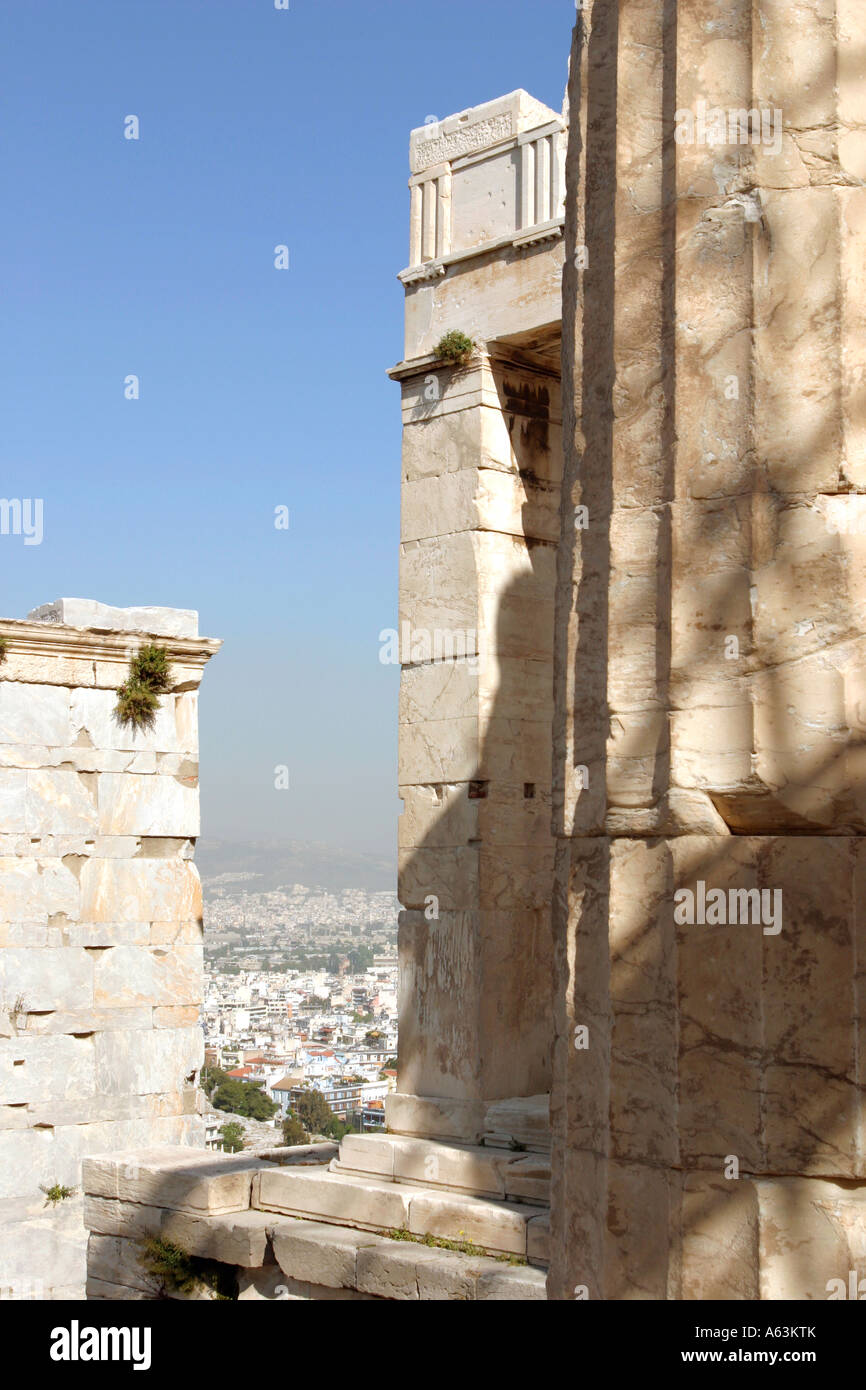 Doric columns of the Propylaea Acropilis Athens Greece Stock Photo - Alamy