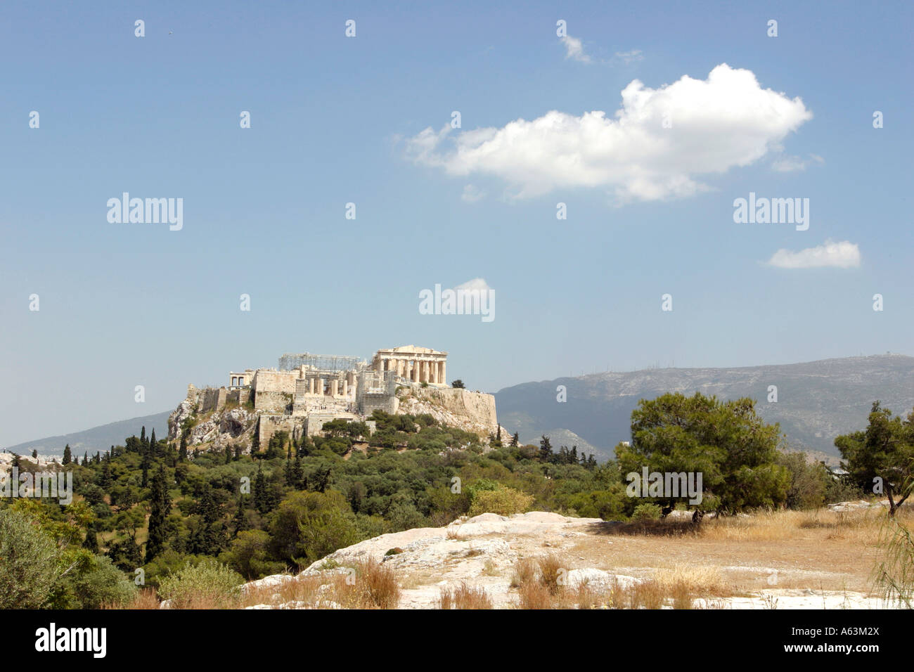View of the Acropilis and the Parthenon from the Philopappou Filopapou ...
