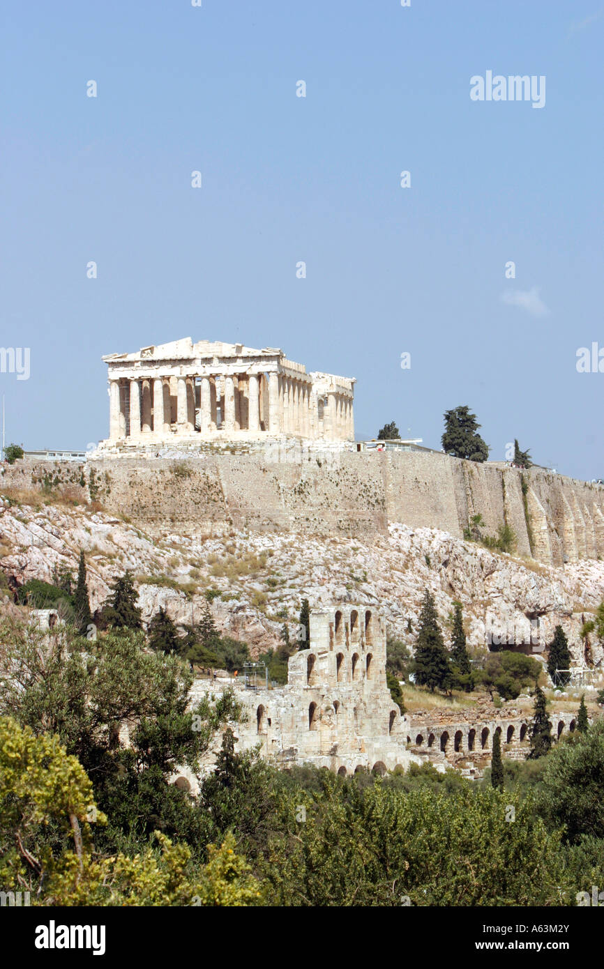 View of the Acropilis and the Parthenon with the Stoa of Eumenes from ...