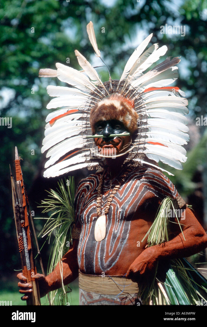 Papua New Guinea - Chief of the Gabusi tribe with spear and traditional ...