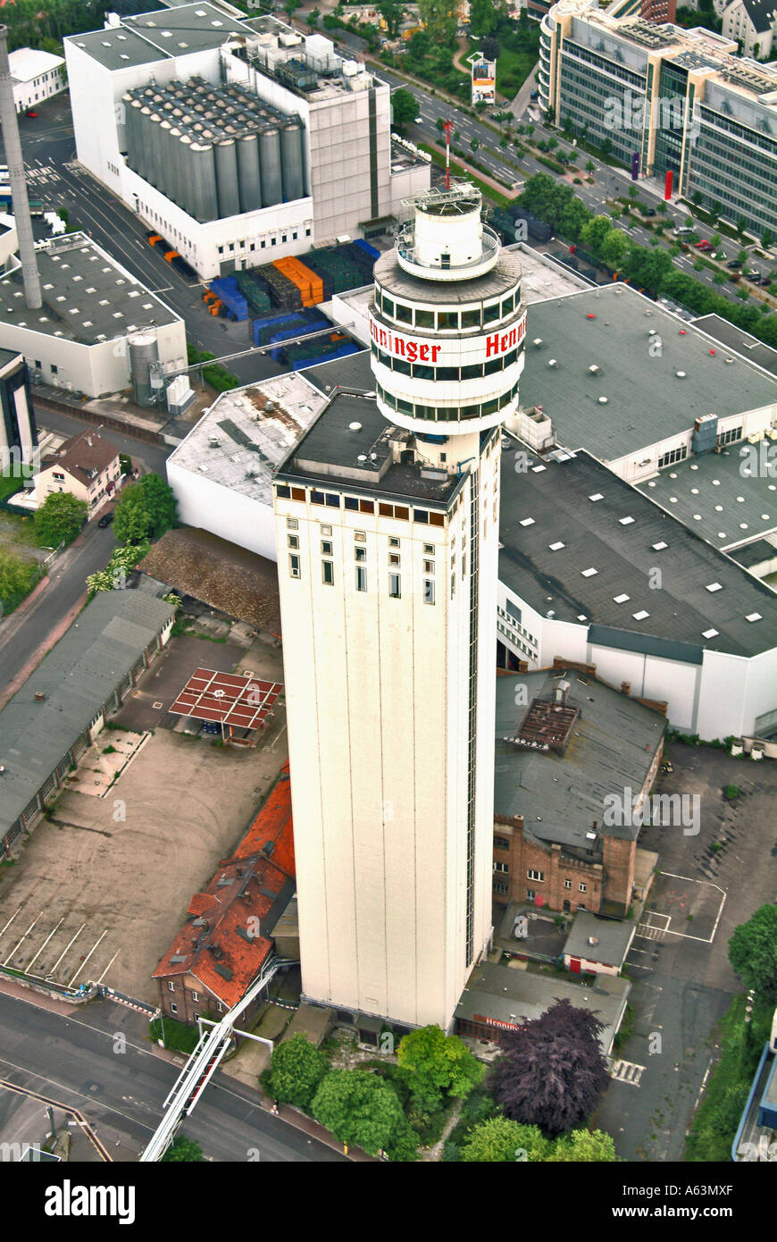 Aerial view of city, Henninger Turm, Frankfurt, Hesse, Germany Stock ...
