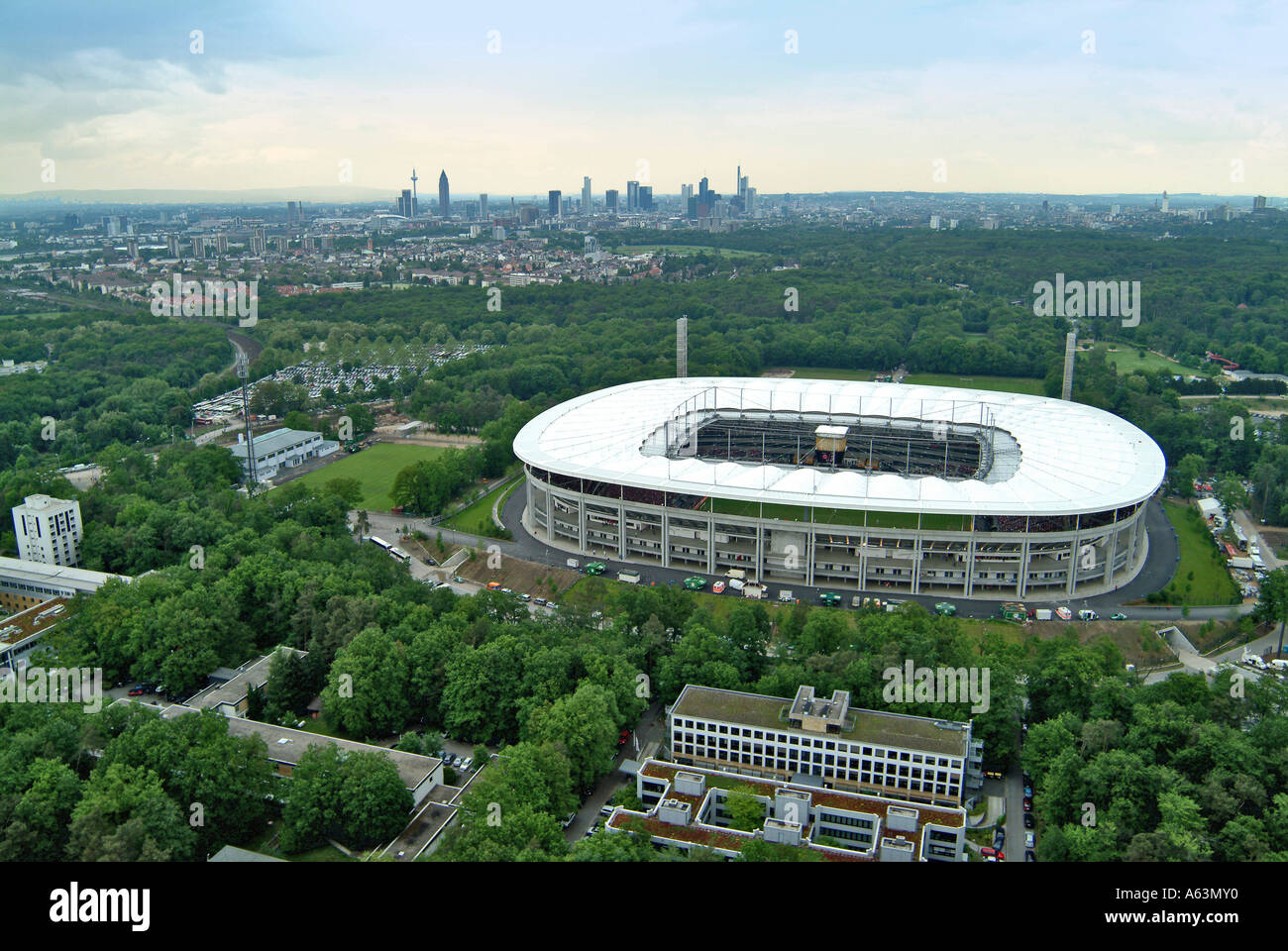 Aerial view of stadium in city, Frankfurt, Hesse, Germany Stock Photo ...