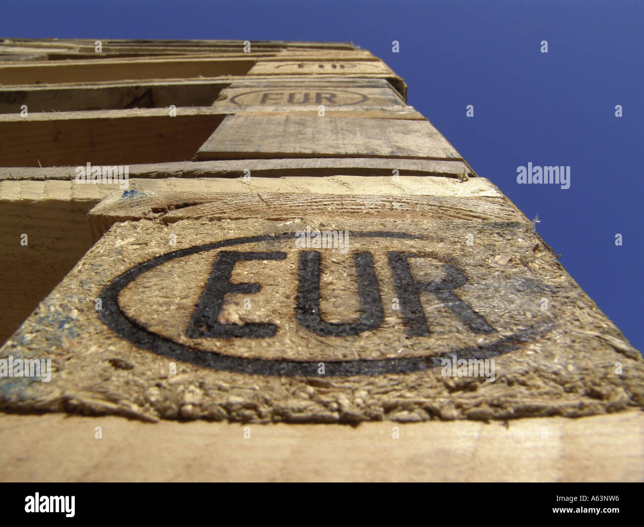 EUR marked on wooden European logistics Stock Photo - Alamy