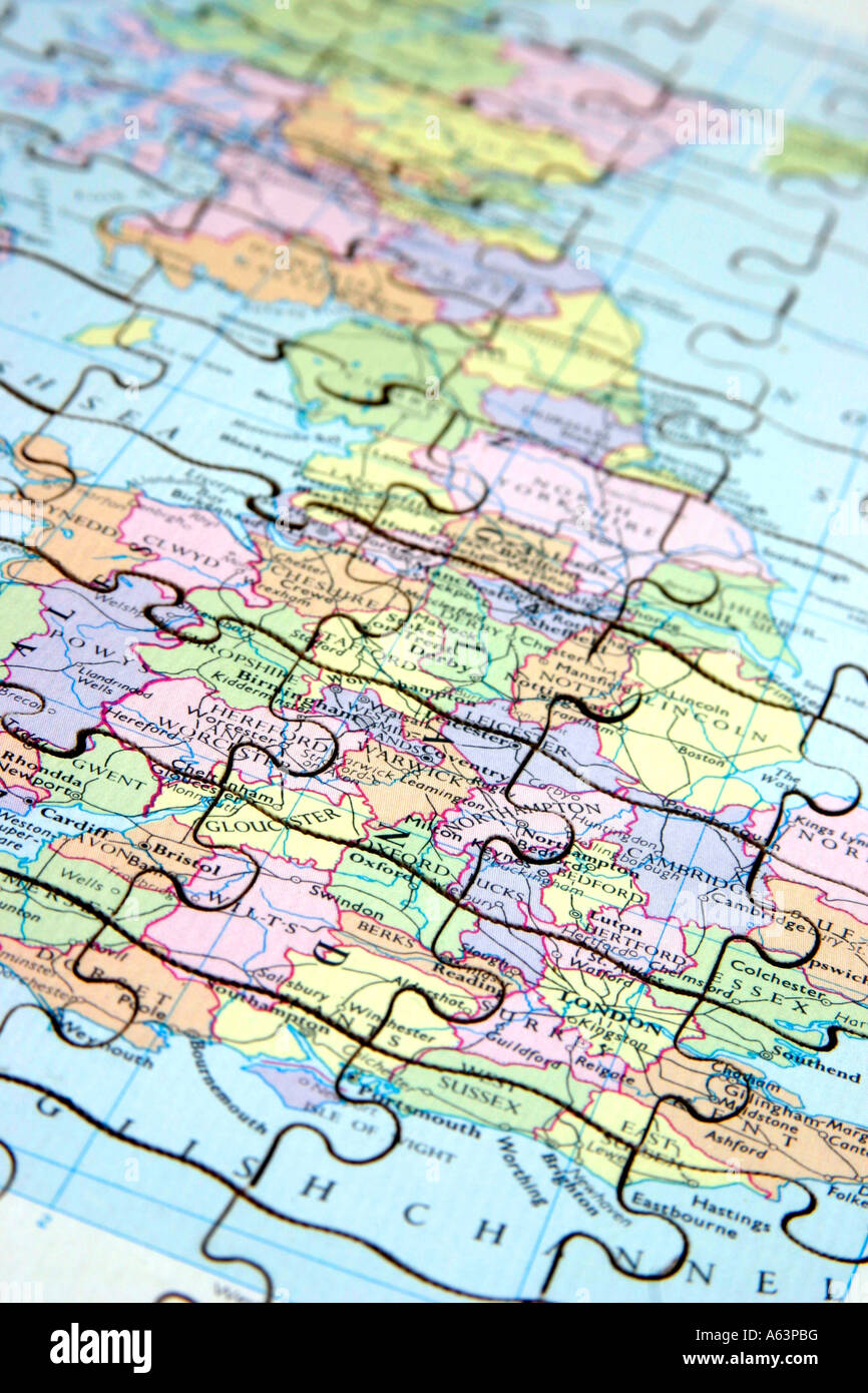 Jigsaw map of Britain Stock Photo - Alamy