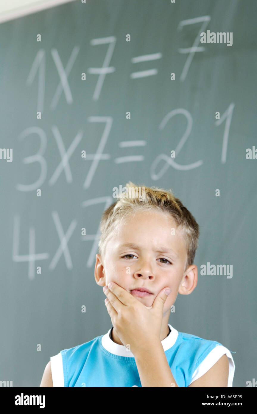 Boy in mathematics lesson Stock Photo - Alamy