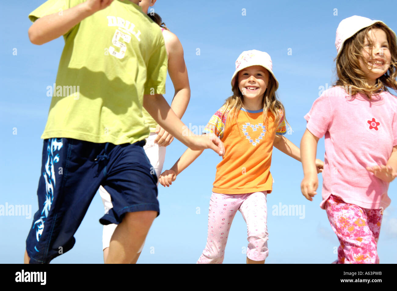 Children running, elevated view Stock Photo - Alamy