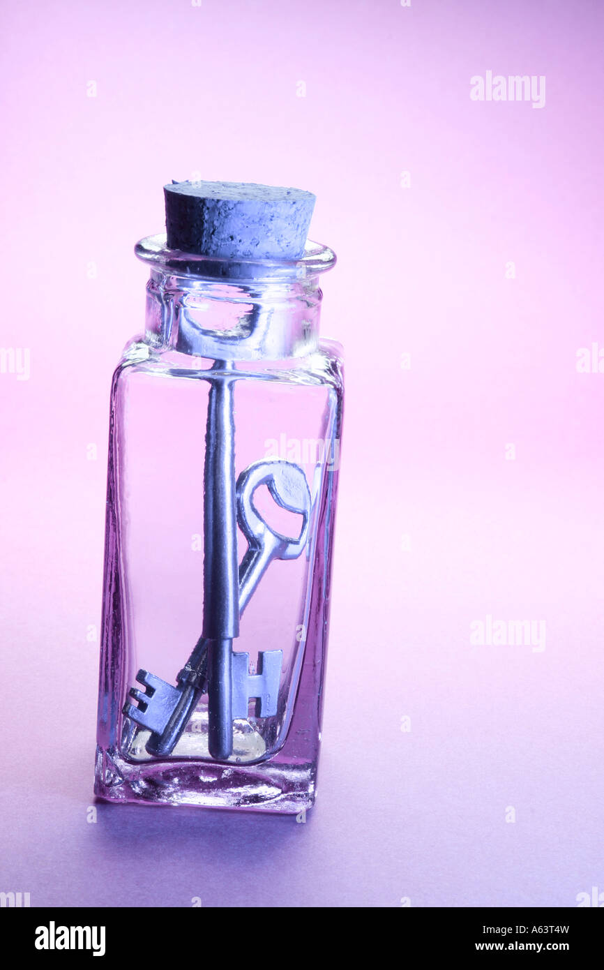 Keys in Glass Bottle Stock Photo - Alamy