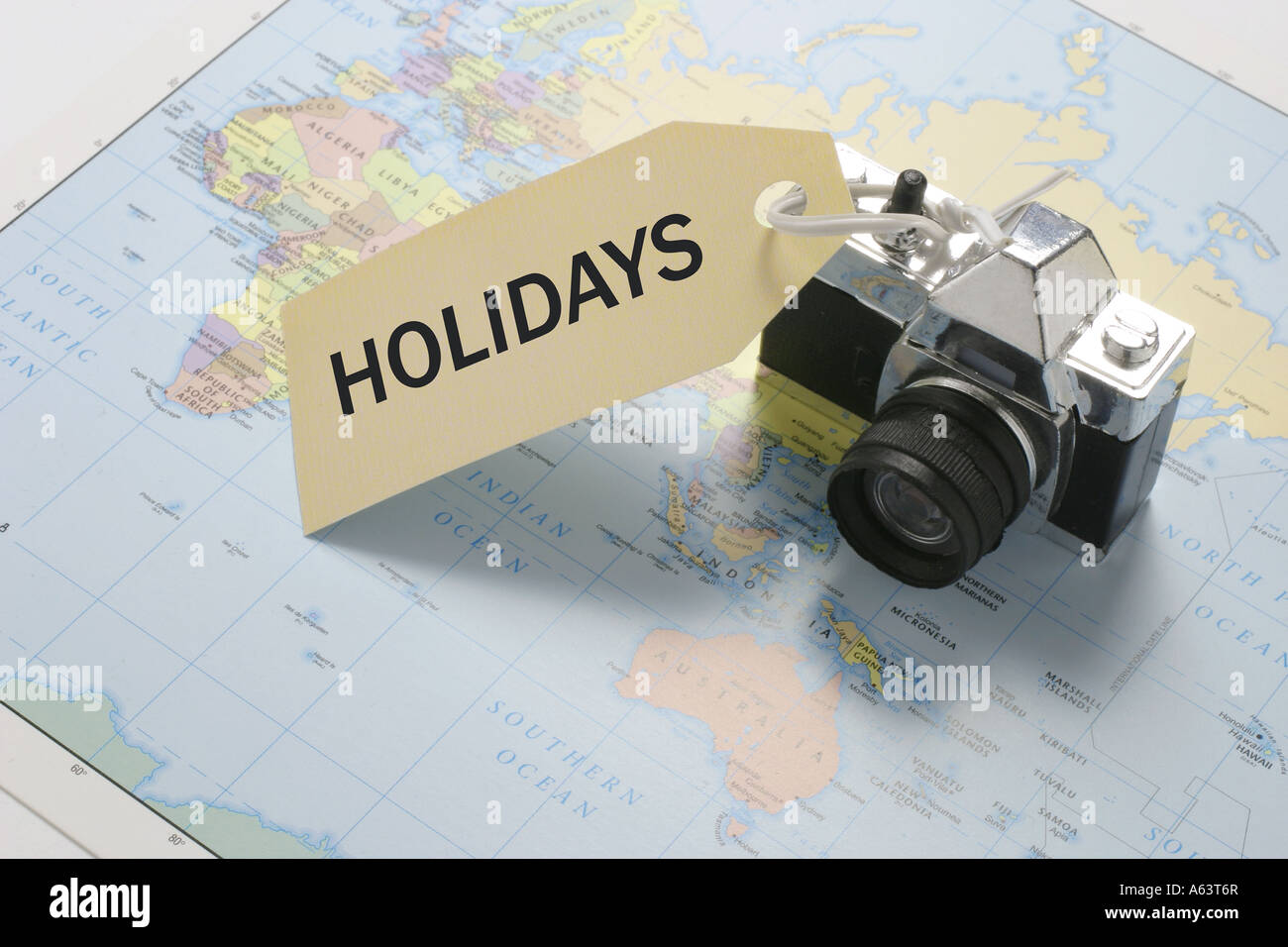 Camera on World Map Stock Photo - Alamy
