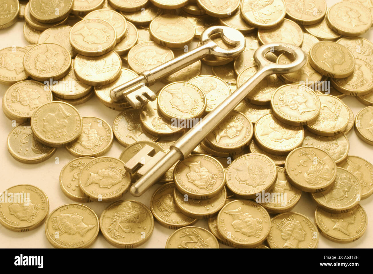 Skeleton Keys on Coins Stock Photo - Alamy
