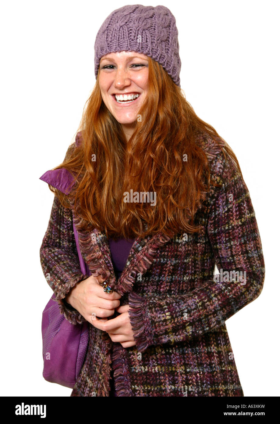Purple clothes red hat hi-res stock photography and images - Alamy